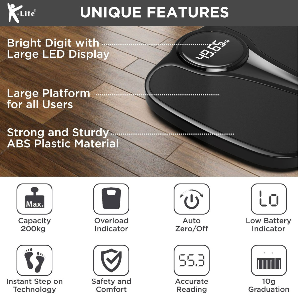 K-Life WS-102 Digital Personal Electronic Body Weight Machine for Huma