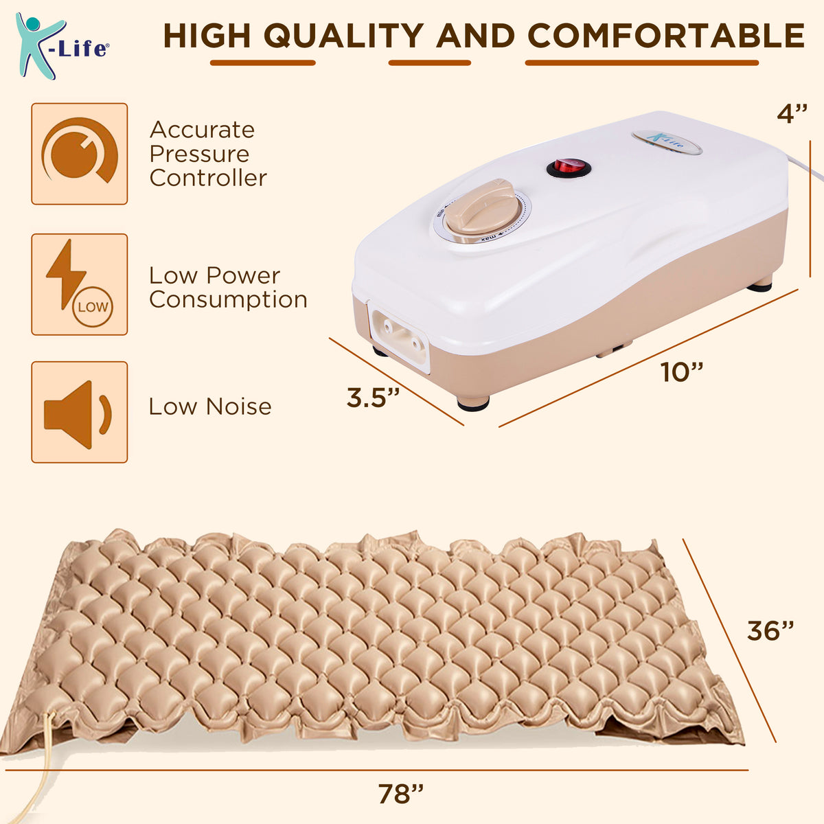 K-life AM-101 Portable Anti Decubitus Air Bed Adjustable Pump System M